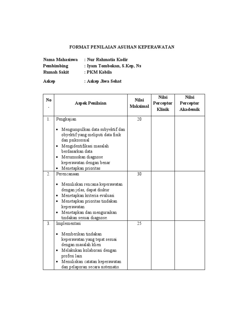 Format Penilaian Stase Jiwa-2 | PDF