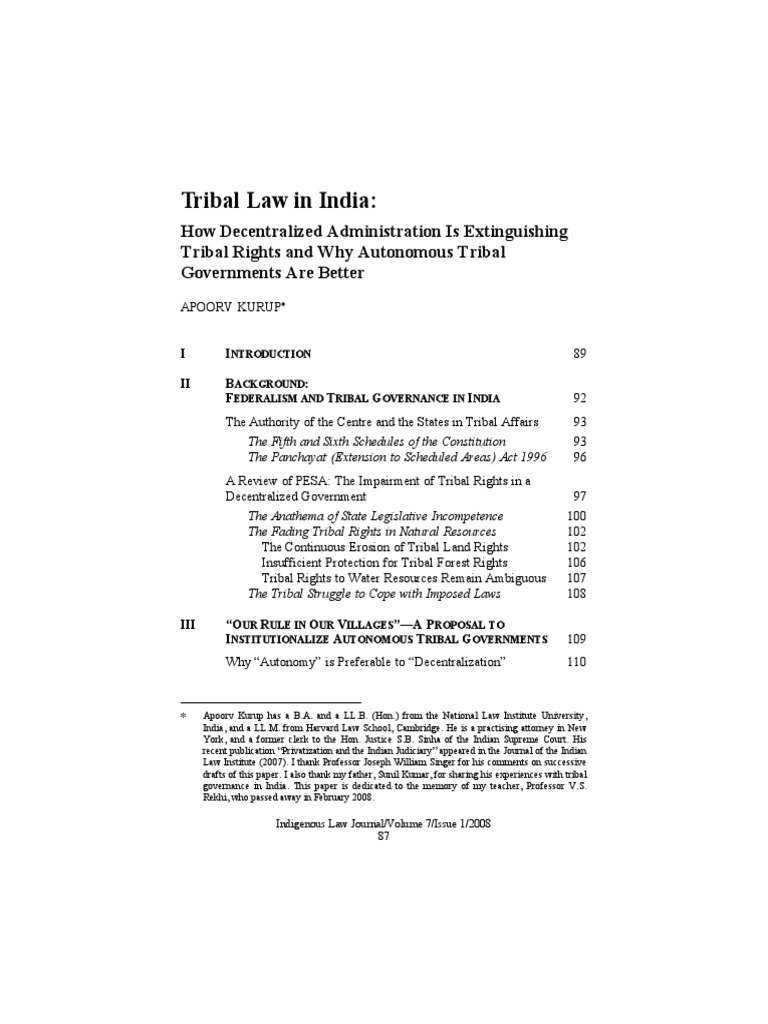 Tribal Law and Governance in India | PDF | Justice | Crime & Violence