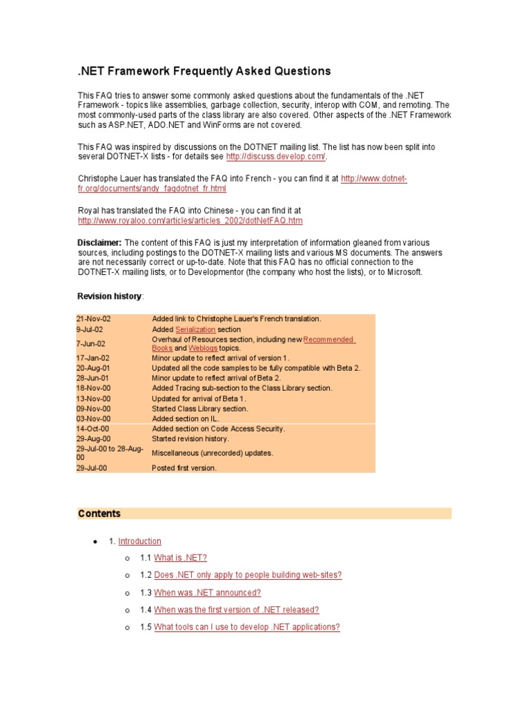 Dot Net Faqs Pdf Component Object Model C Sharp Programming Language 1037