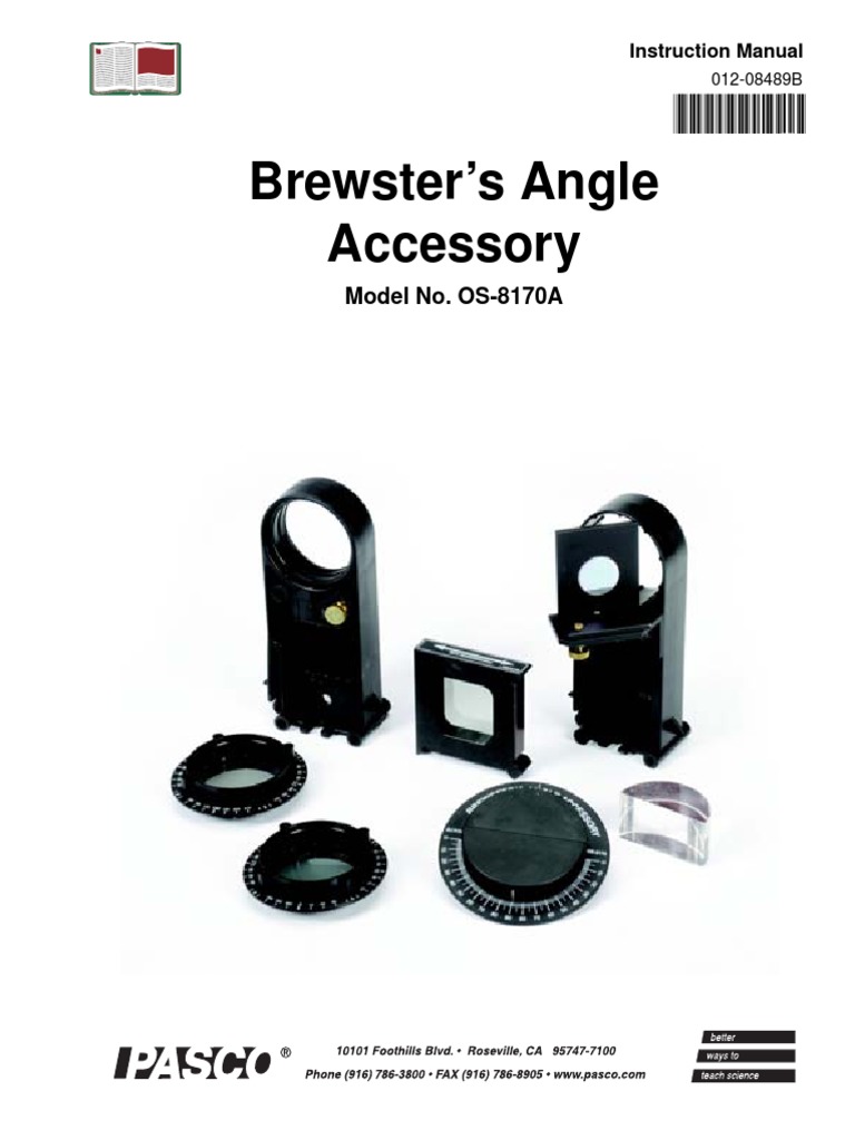 Brewsters Angle Accessory Manual OS 8170A | PDF | Polarization (Waves) | Refractive Index