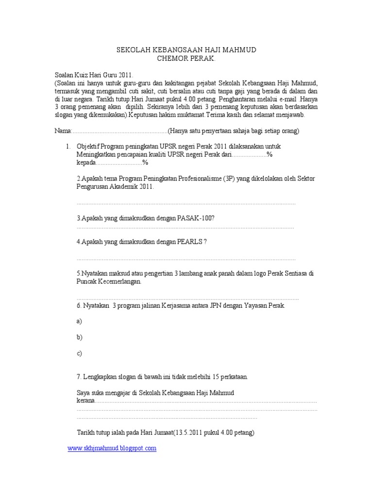 Kuiz Hari Guru 2011 | PDF