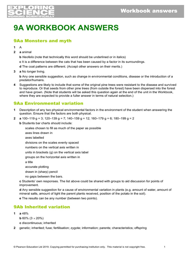 Int Esws at Y9 Workbook Answers TTPP | PDF | Photosynthesis | Stoma