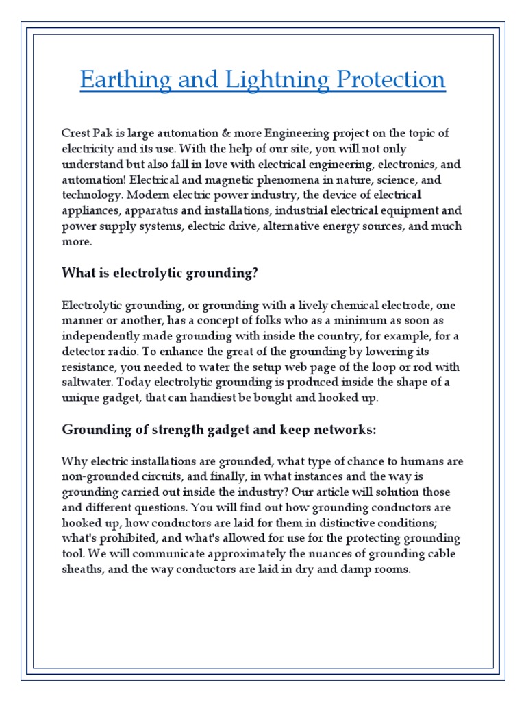 Earthing and Lightning Protection Overview | PDF | Lightning ...