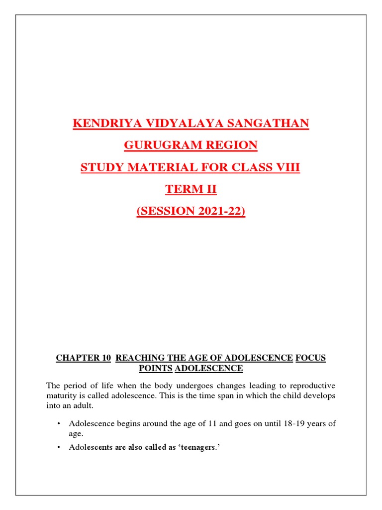 Study Material Class 8 (Science) Term II | PDF | Friction | Force