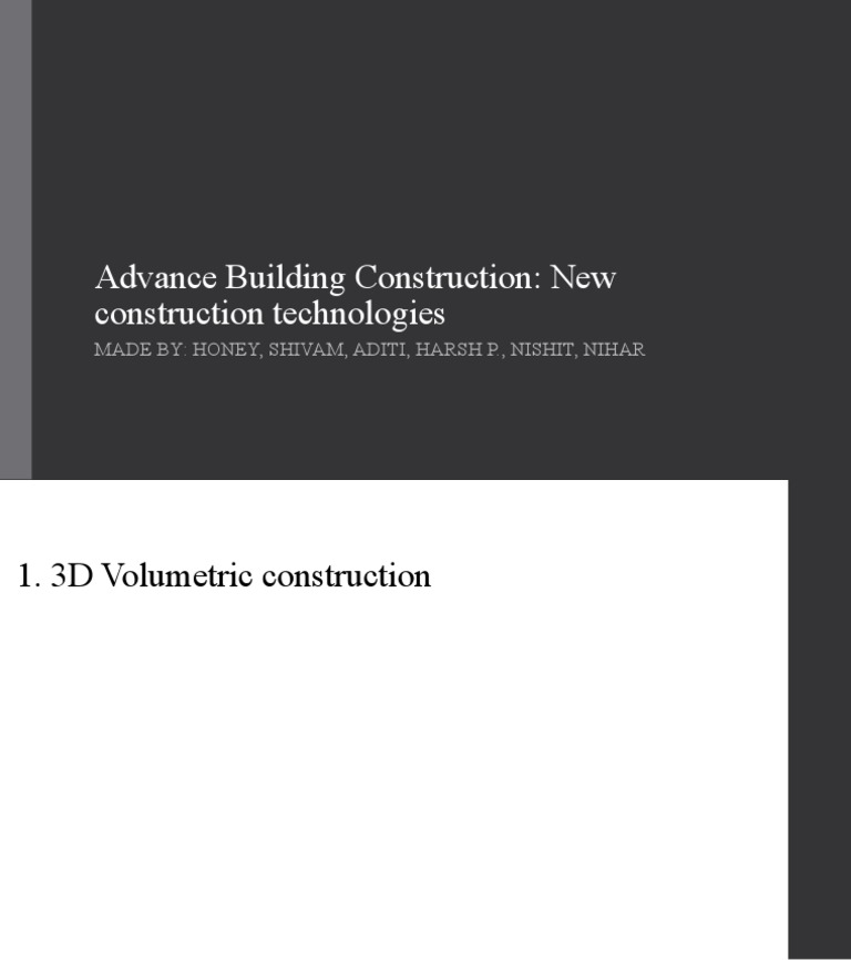 Advance Building Construction: New Construction Technologies | PDF