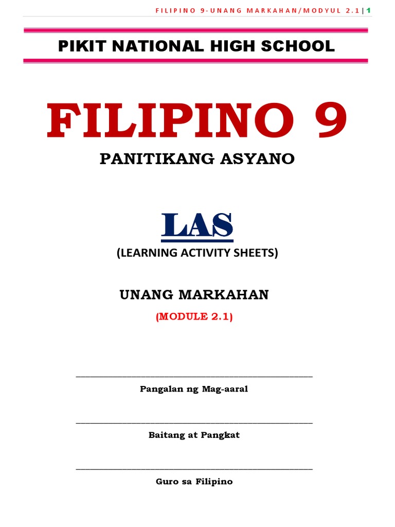Filipino 9 Q1-Las2.1-Final PDF | PDF