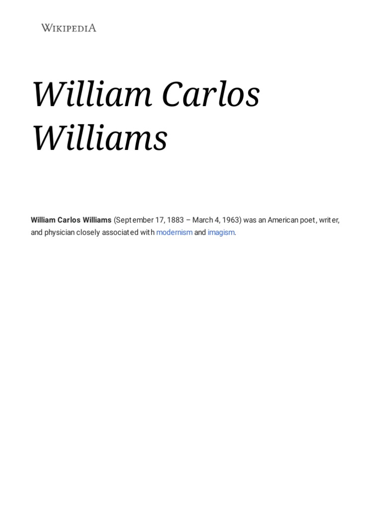 William Carlos Williams: Poet & Physician | PDF | Poetry