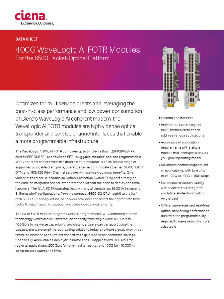 400G WaveLogic Ai FOTR Modules Data Sheet | PDF | Computer Network | Data Transmission