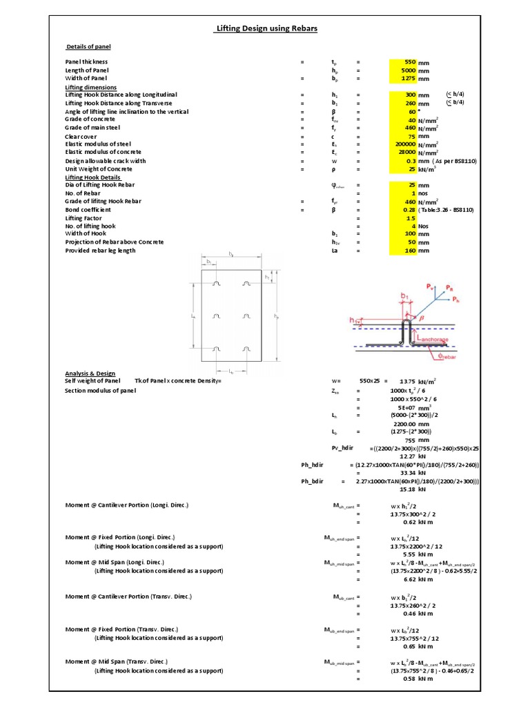 Precast Concrete Lifting Hook Design | PDF | Bending | Structural ...