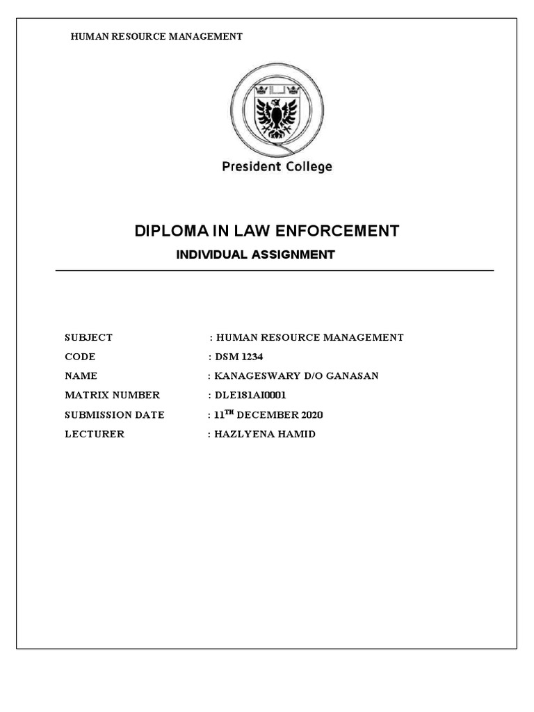 Diploma in Law Enforcement: Individual Assignment | PDF | Swot Analysis ...