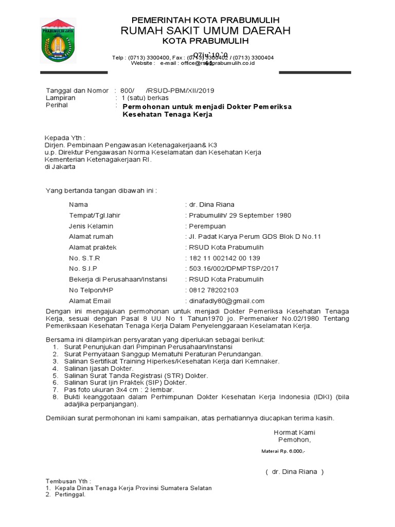 Pengajuan Dokter Disnaker | PDF