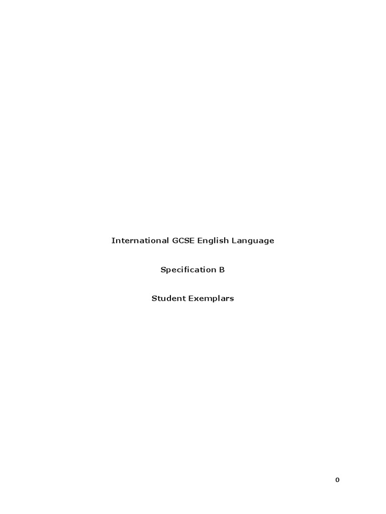 Exemplars International GCSE English Language B | PDF | Writers | Writing