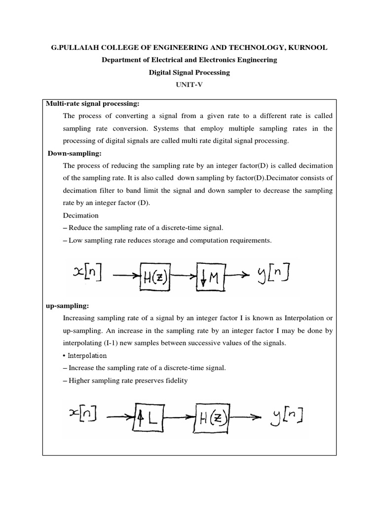 DSP-5-Unit-Multirate SP Notes | PDF | Sampling (Signal Processing ...