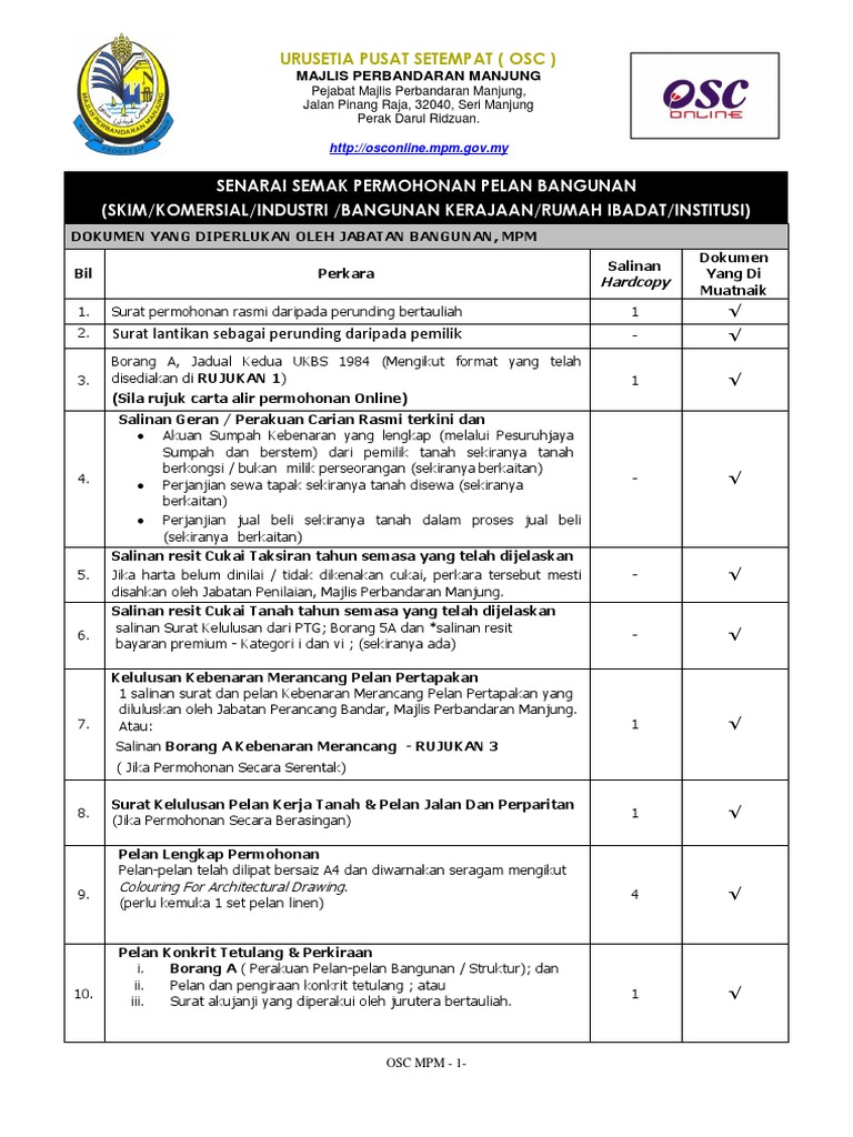 4.senarai Semak Pelan Bangunan - Skimkomersialindustri DLL Osc Online 1 ...