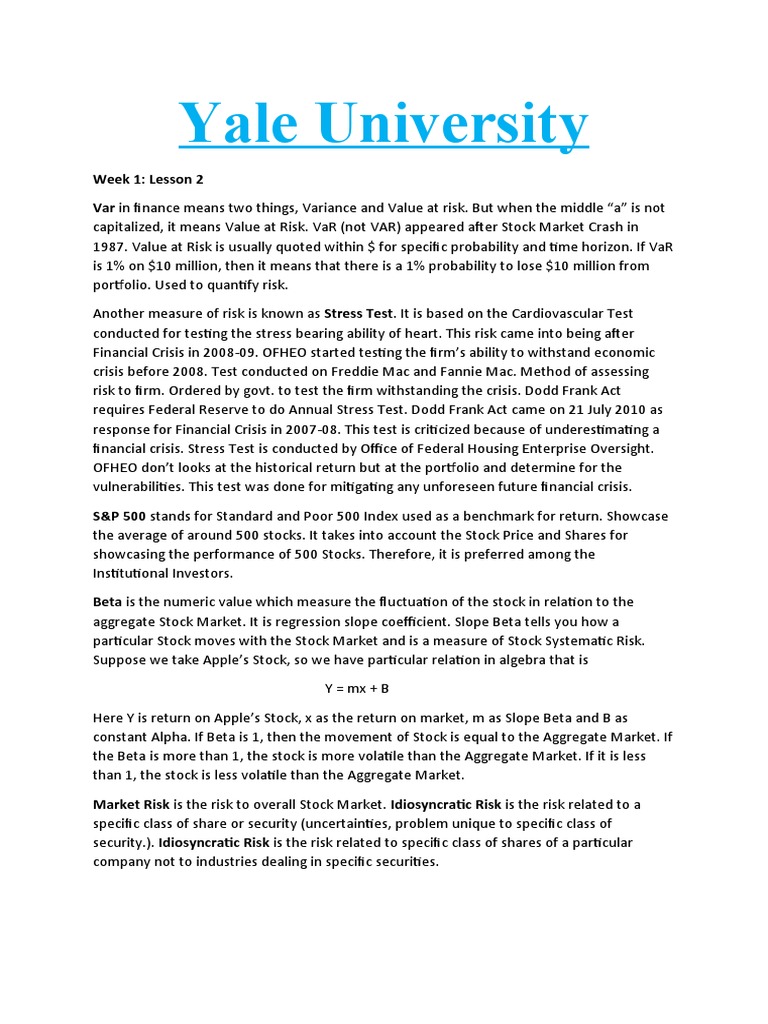 Yale University - Financial Market Course | PDF | Futures Contract ...