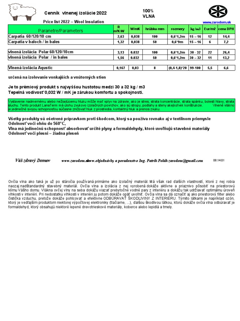 Wool Insulation Price List 2022 | PDF