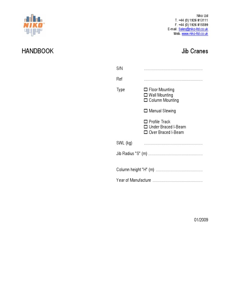 Jib Crane Handbook | PDF | Crane (Machine) | Elevator