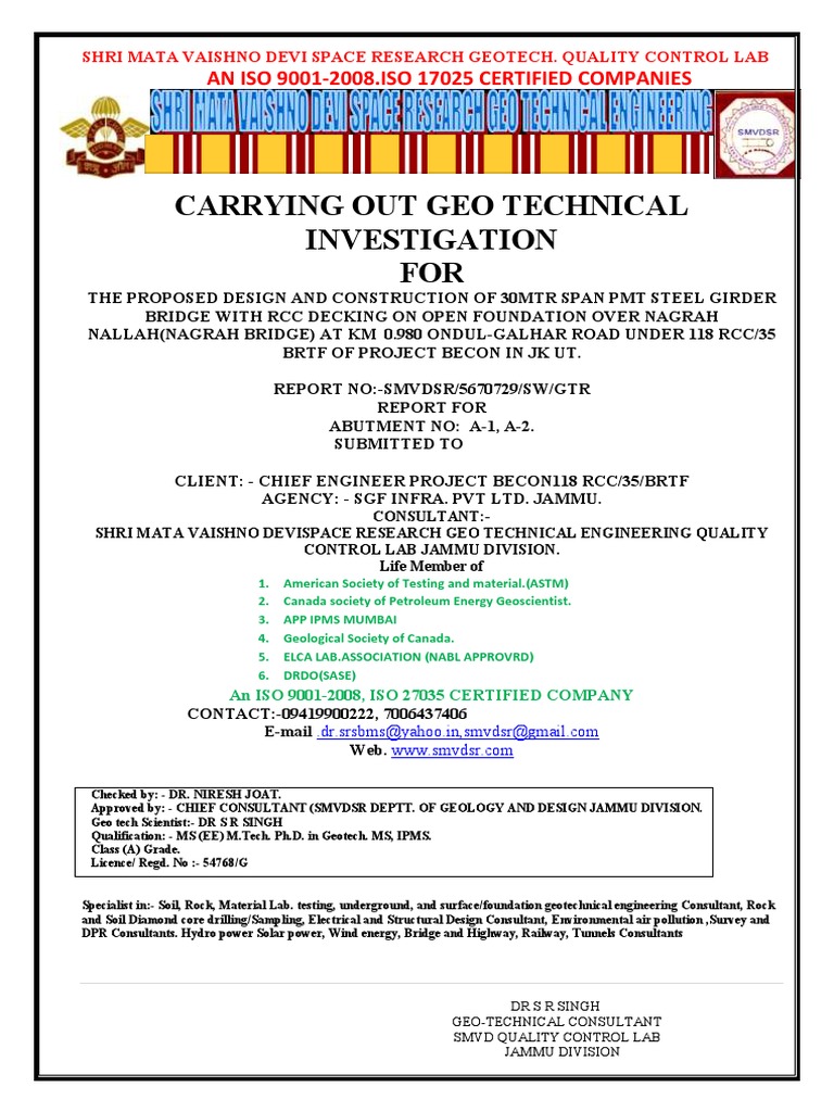 Geotechnical Investigation Report for the Proposed Design and ...