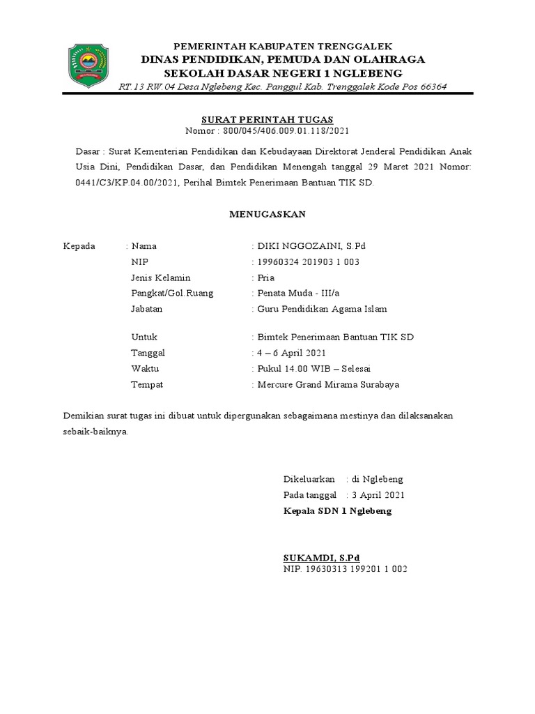 Surat Tugas BKD | PDF