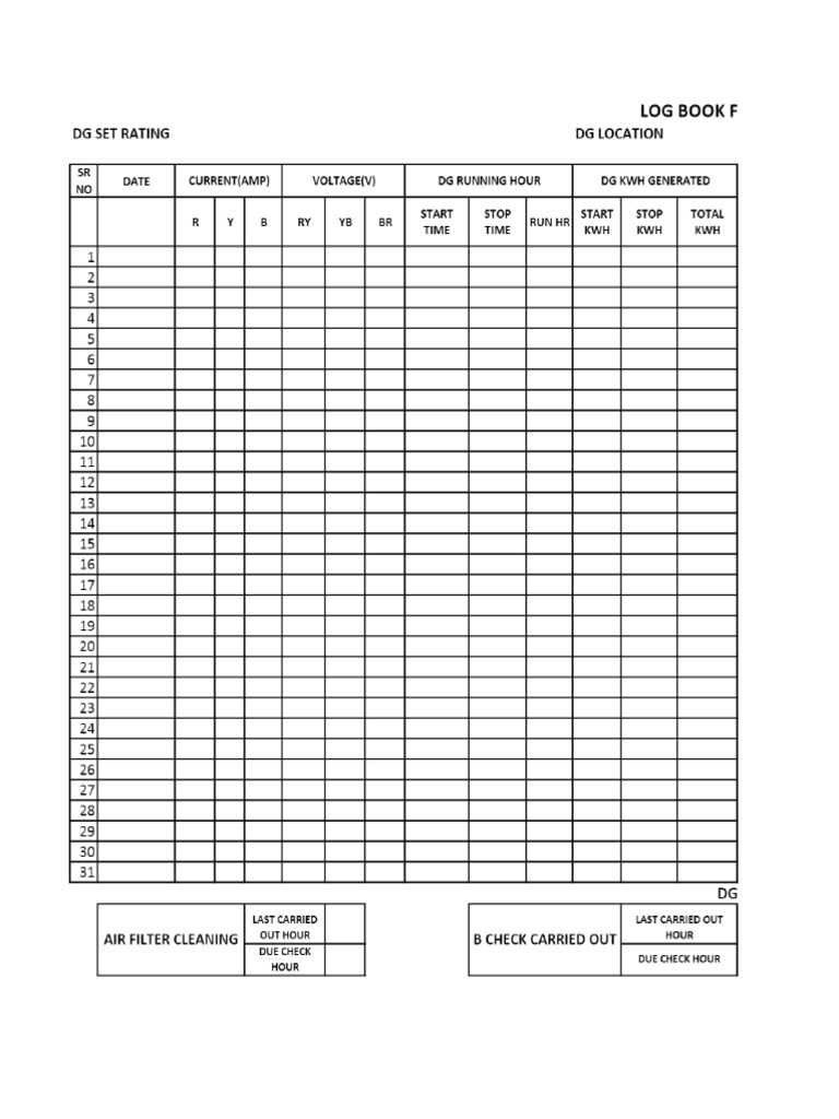 DG Log Book | PDF