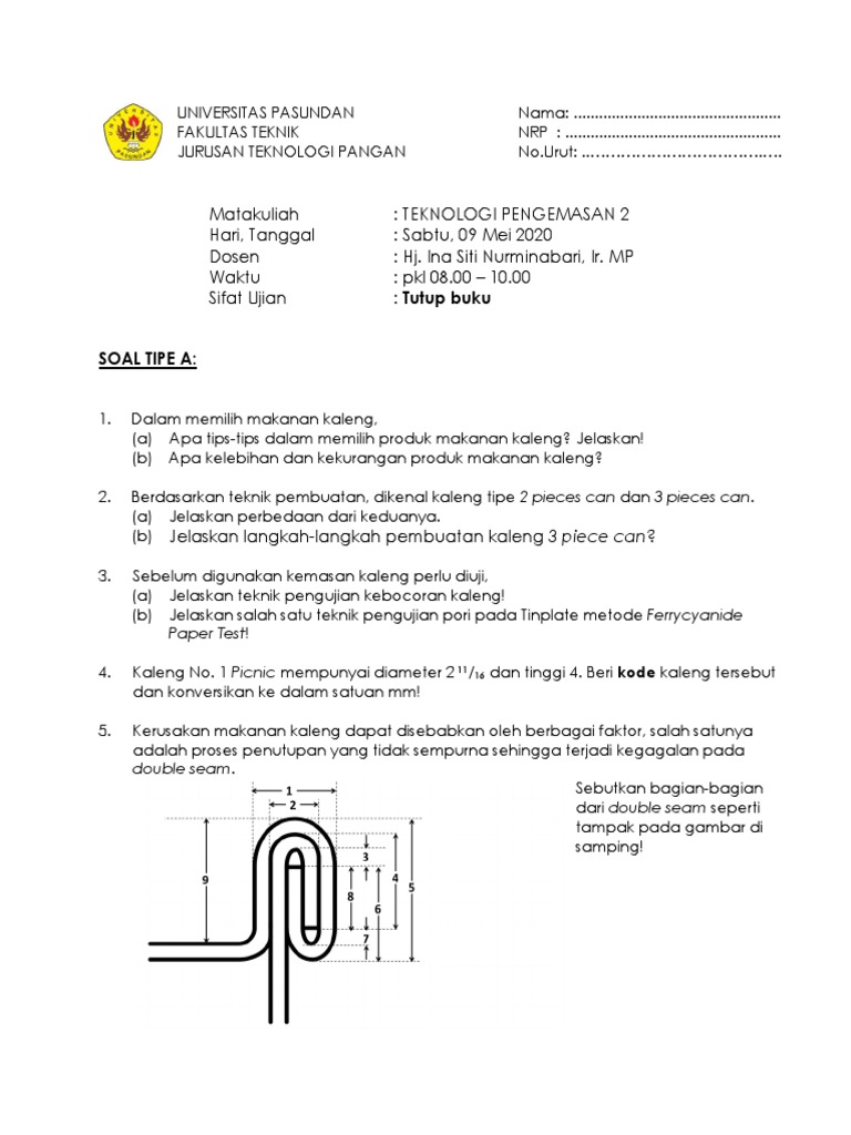 Soal UTS Tek. Pengemasan II Sesi II Type A | PDF