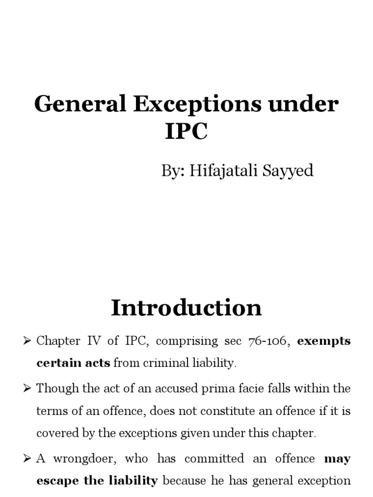 General Exceptions 1 | PDF | Burden Of Proof (Law) | Mens Rea