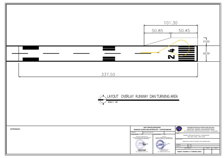 Layout Overlay Runway Dan Turning Area: SKALA 1: 100 | PDF