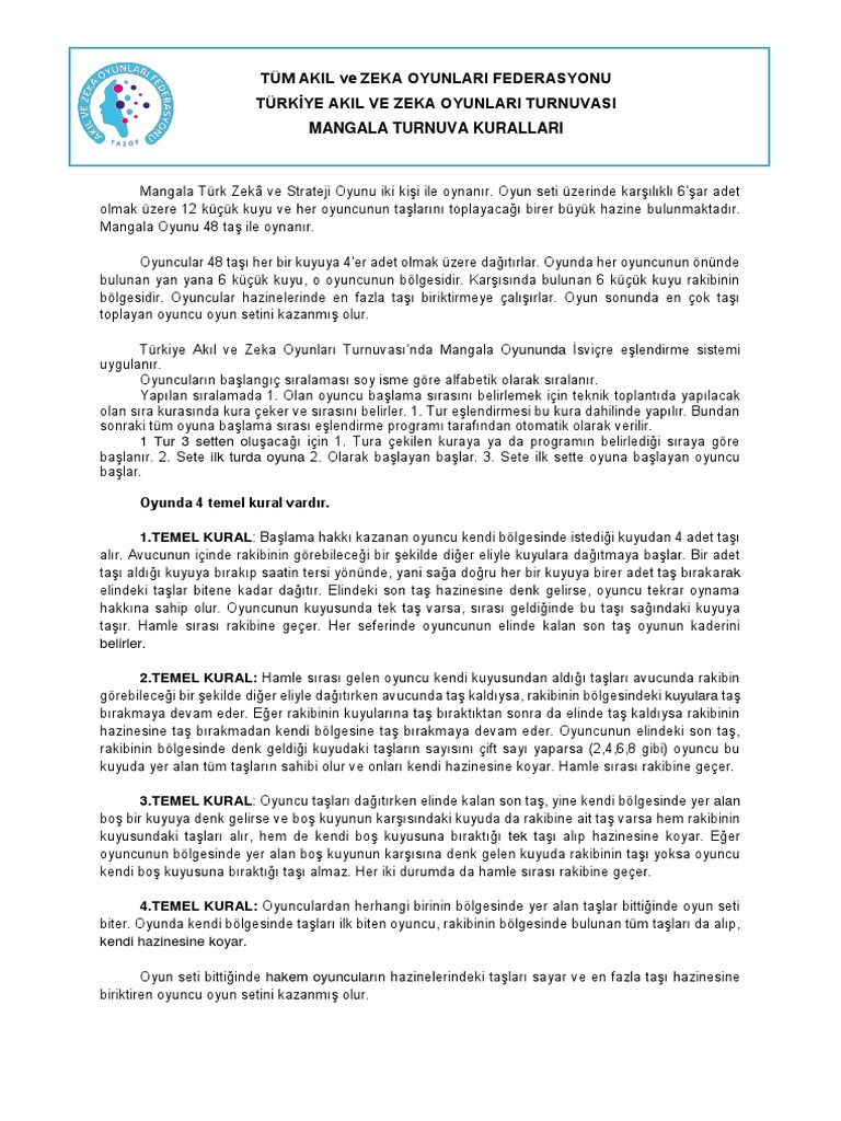 Mangala Turnuva Kurallari | PDF