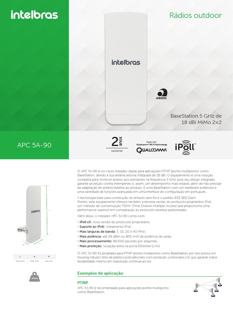 Datasheet APC 5A-90 | PDF | Sem fio | Roteador (informática)