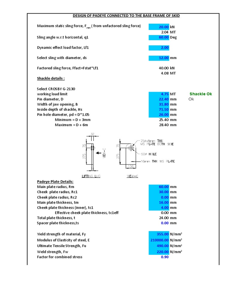 Pad Eye Connected To Bottom Piece | PDF | Bending | Strength Of Materials
