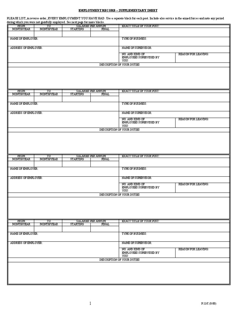 P11 From Supplementary Sheets | PDF | Employment | Employee Relations