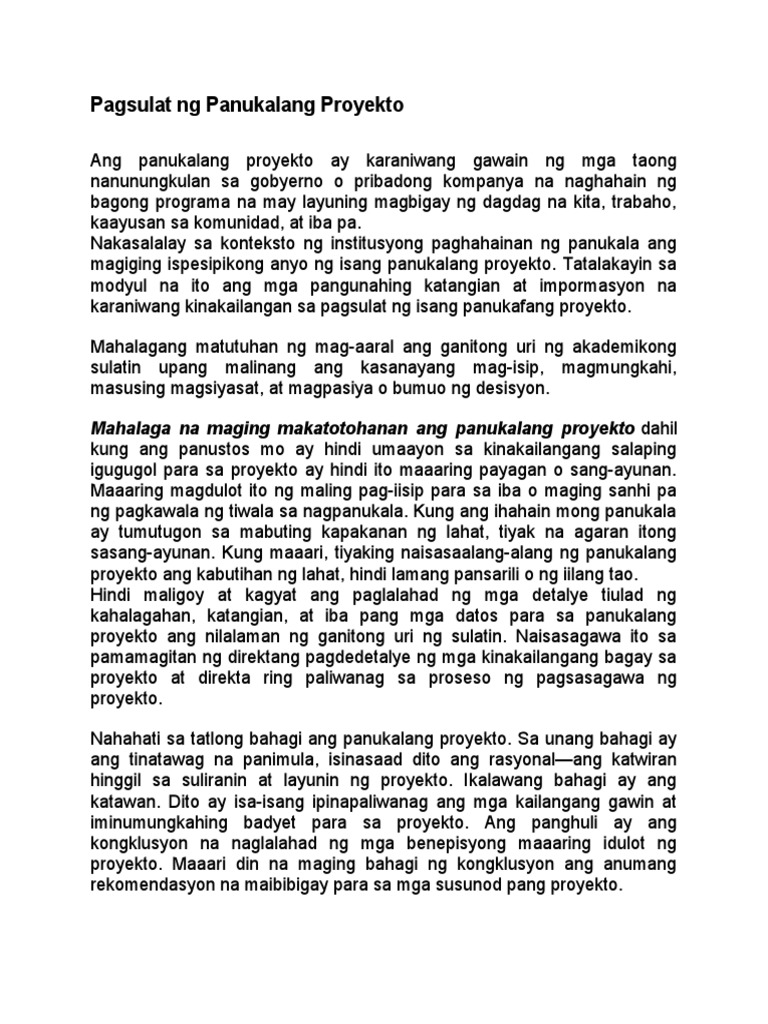 Pagsulat NG Panukalang Proyekto Week 5 | PDF Pagsulat NG Panukalang Proyekto Week 5 | PDF