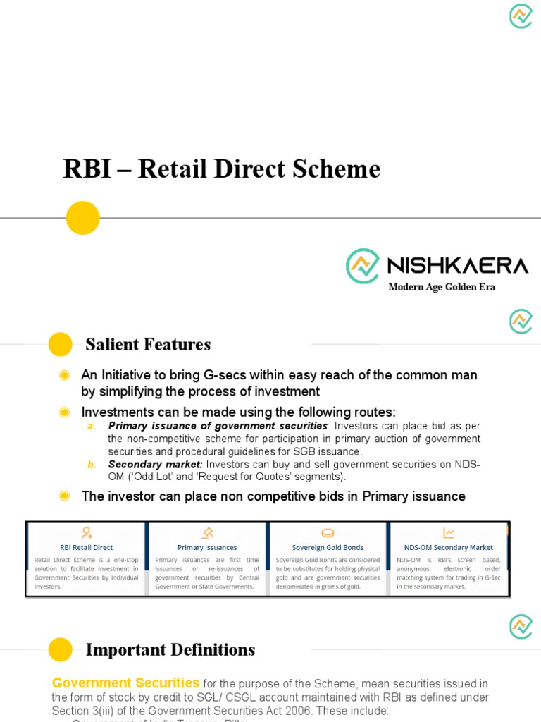 RBI - Retail Direct Scheme | PDF | Securities (Finance) | Auction