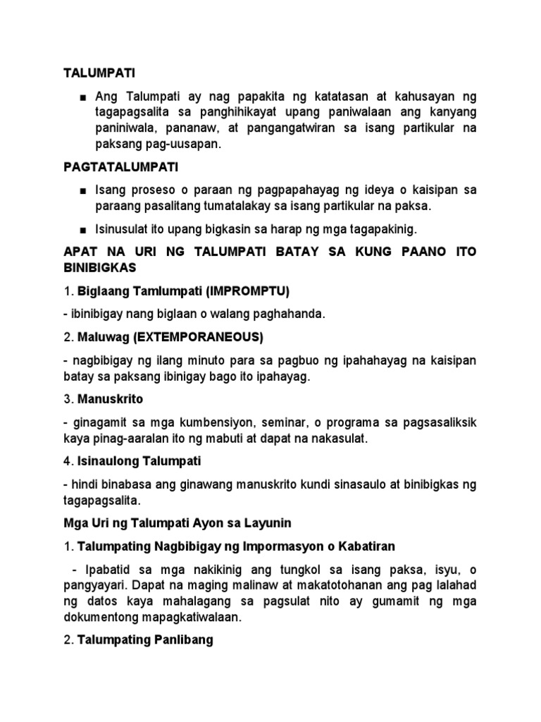 Talumpati Week 6 | PDF