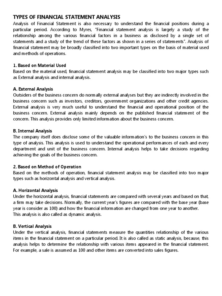 Types of Financial Statement Analysis | PDF | Financial Statement ...