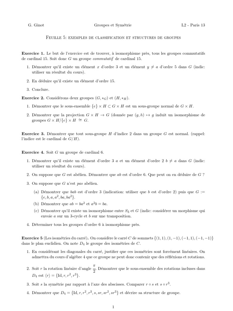 Classification des groupes commutatifs | PDF | Groupe (Mathématiques ...