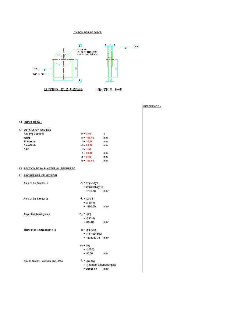 LIFTING (Check For Pad Eye) | PDF | Materials | Structural Engineering