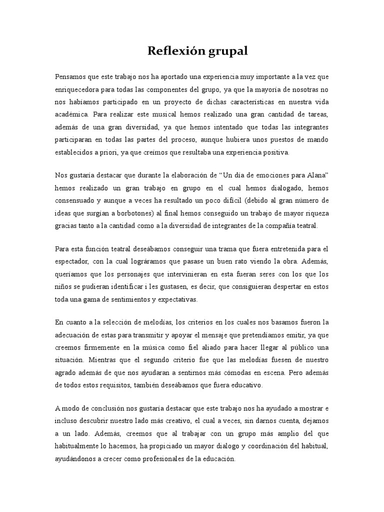 Reflexión Grupal | PDF
