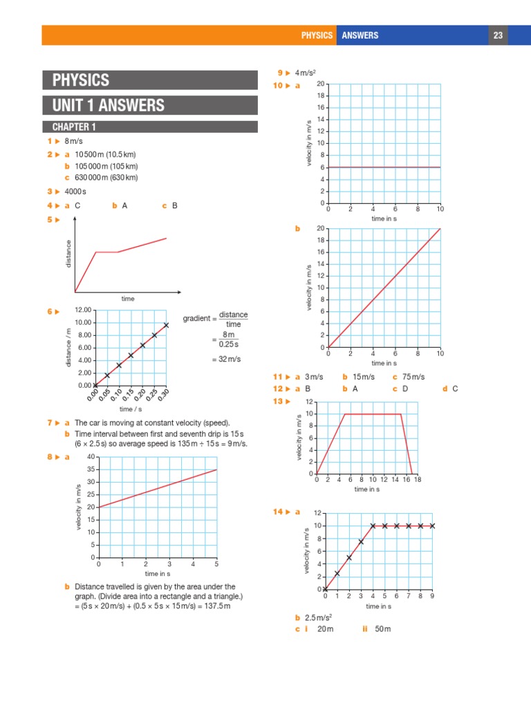 Physics Unit 1 Answers | PDF | Force | Optics