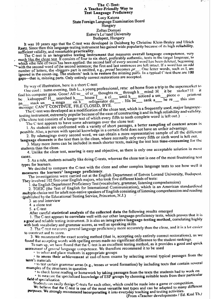 The C Test PDF
