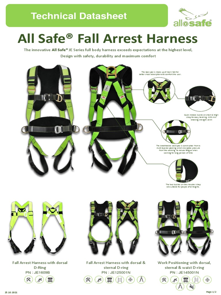 All Safe® Fall Arrest Harness: Technical Datasheet | PDF | Manufactured ...