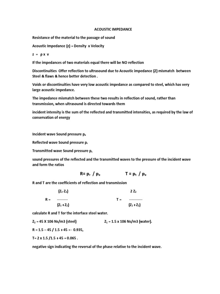 Acoustic Impedance | PDF | Sound | Reflection (Physics)