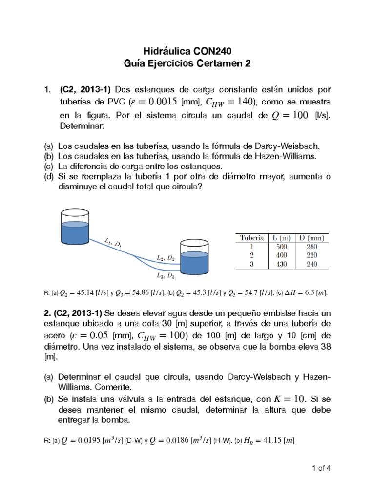 GUIA EJERCICIOS C2 v1 | PDF | Bomba | Presión