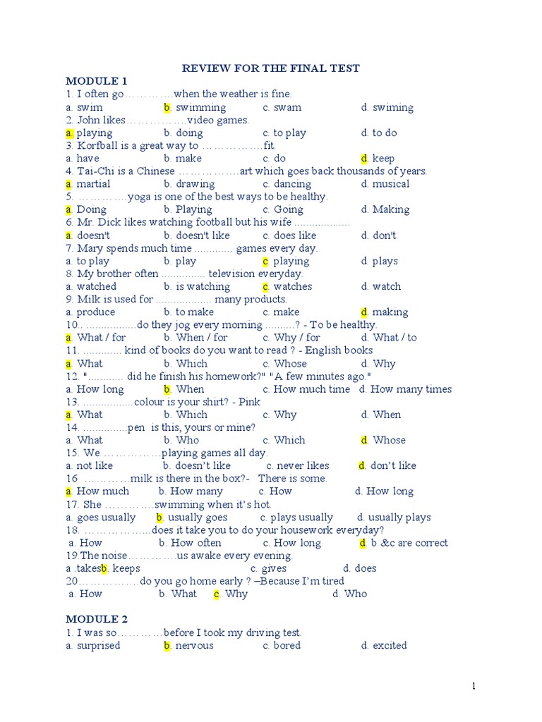 English Test Final Review Guide | PDF