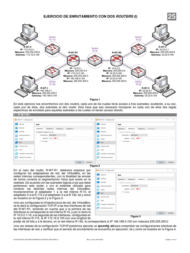 25-Ejercicio Enrutamiento 2 Routers (I) | PDF | Dirección IP | Enrutador (Computación)