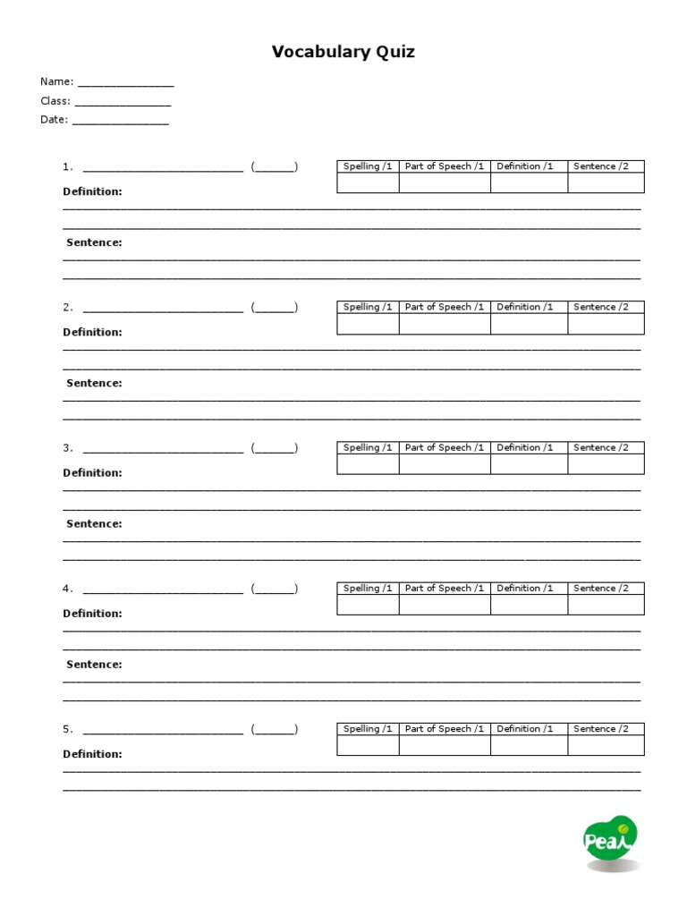 Vocabulary Template | PDF | Cognitive Science | Lexicology