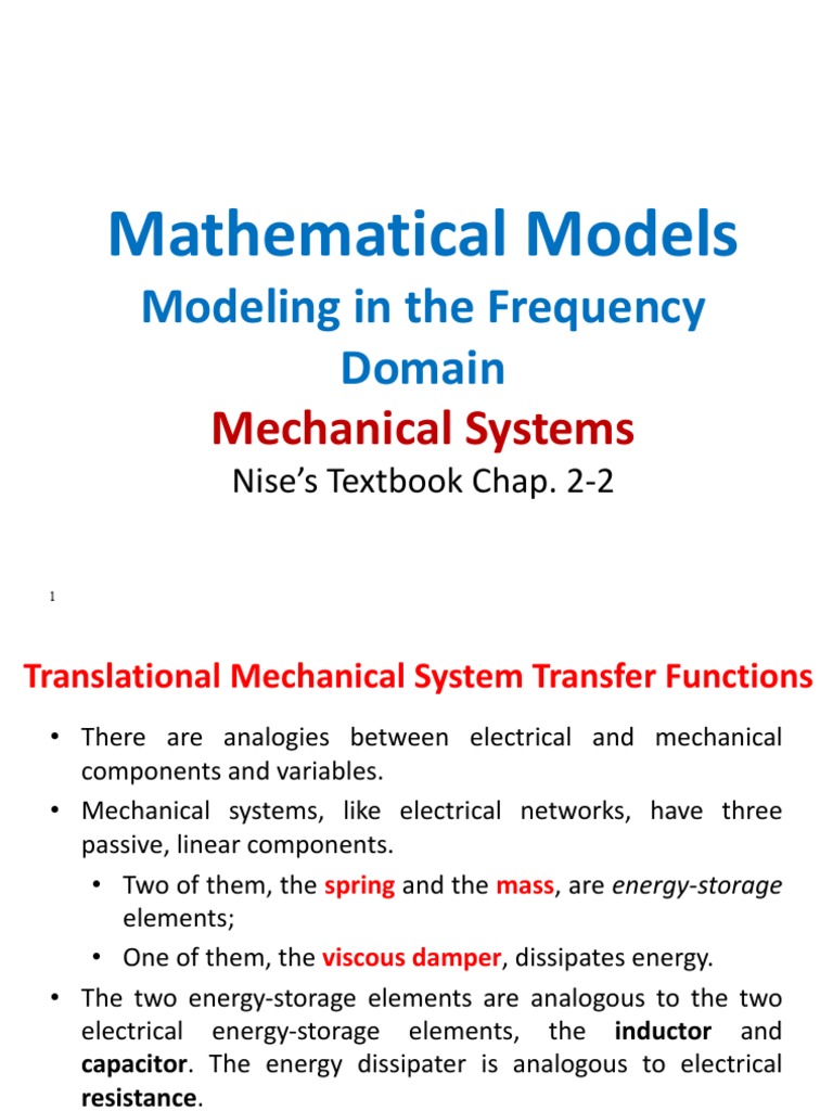 Mechanical System Transfer Functions | PDF | Electric Motor | Force