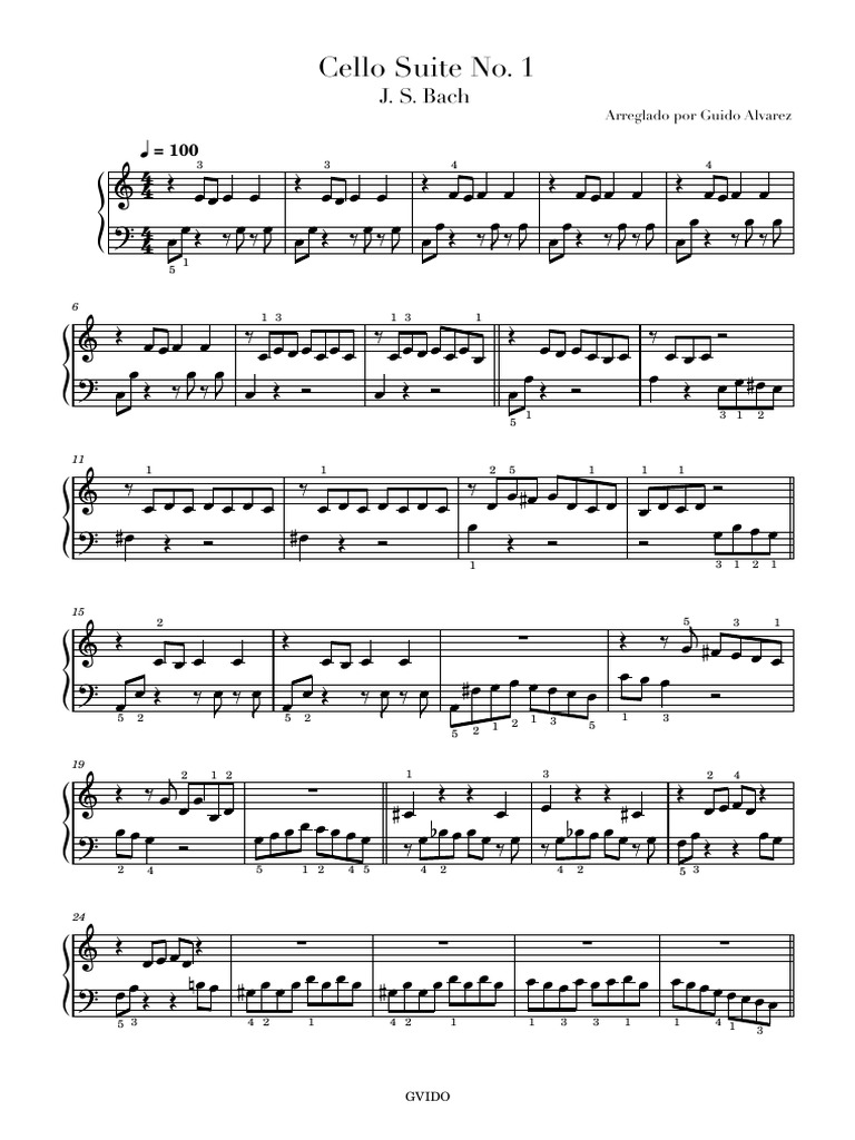 74 - J. S. Bach - Cello Suite No. 1 | PDF | Baroque Music | Johann ...