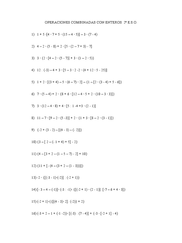 Operacionesenteros 2 C 2 Ba | PDF | Technologie et ingénierie