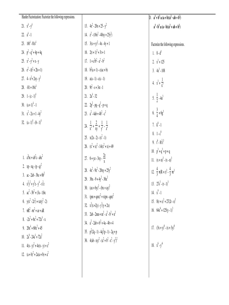 Factorization Techniques and Examples | PDF | Teaching Methods & Materials